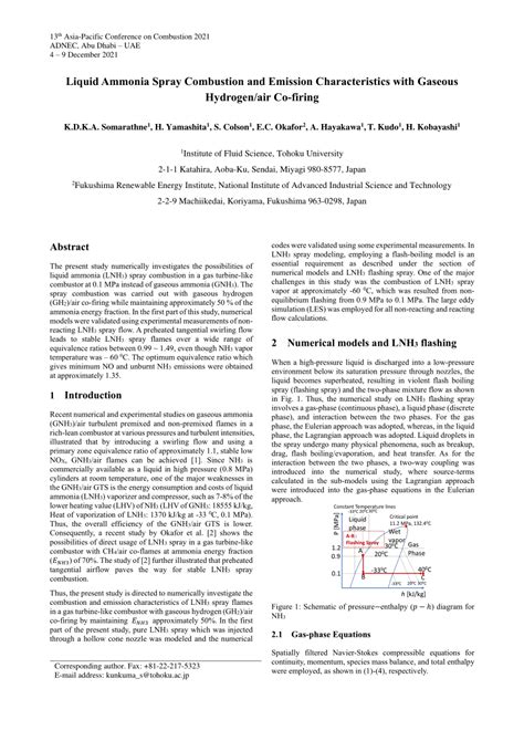 Pdf Liquid Ammonia Spray Combustion And Emission Characteristics With Gaseous Hydrogenair Co