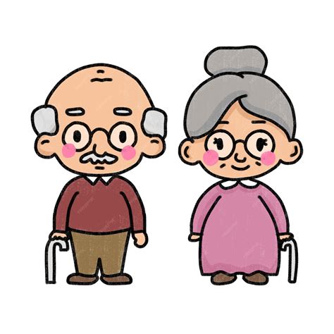 Abuela Abuelo Abuelos Crayon Dibujo A Mano Vector Premium