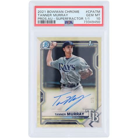 Tanner Murray Tampa Bay Rays Autographed 2021 Bowman Chrome Prospects
