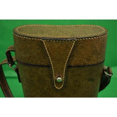 Gucci Glass W Brass Lid Twin Flasks In Leather Case Sold