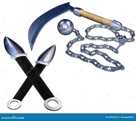 Ninja Weapons Set Vector Assassin Accessories Star Sword Sai