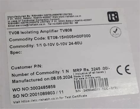 Isolation Transducer Rishabh Tv 808 0 10vdc Output 0 10vdc 24 60vac Dc At ₹ 2200 Piece