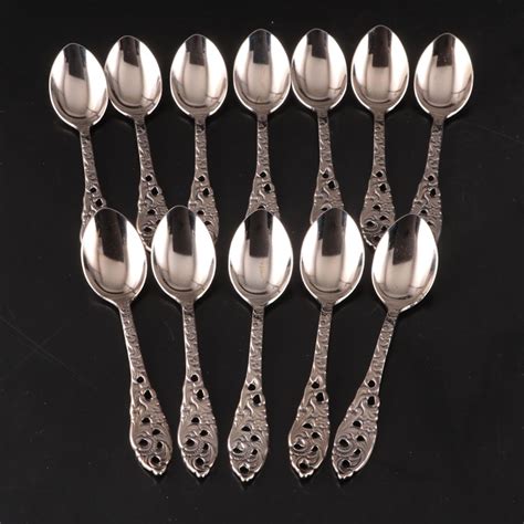 Embossed Stainless Steel Demitasse Spoons Boxed Set Ebth