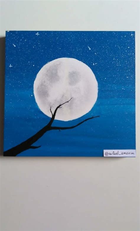 Quadro Pintado Com Tinta Acrílica Pintura De Lua Desenhos A Tinta