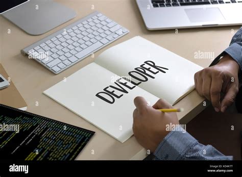 Developer Team Working Laptop Computer Mobile Application Softwareand