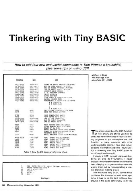 Tiny Basic Retro Computing