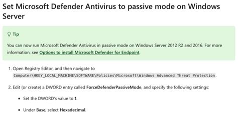 Windows Defender For Server Passive Mode Nielskok Tech