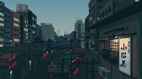 Animated Pixel Art For A Soothing Experience Estetika Kota Lukisan