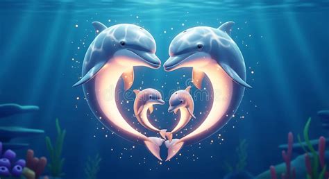 Two Dolphins Forming A Heart Shape Underwater Symbolizing Love And
