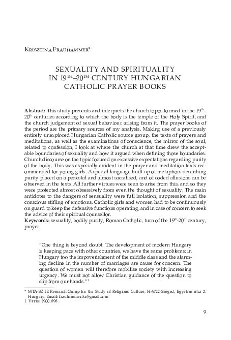 Pdf Sexuality And Spiritualaty In 19th 20th Century Hungarian