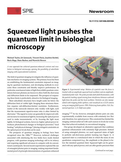 Pdf Squeezed Light Pushes The Quantum Limit In Biological Microscopy
