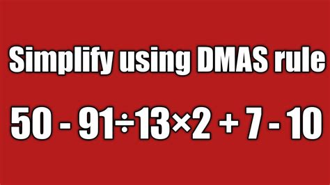 Simplify Using Dmas Rule Class 5th Simplify Class 6th Youtube
