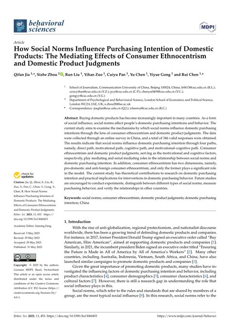 Pdf How Social Norms Influence Purchasing Intention Of Domestic