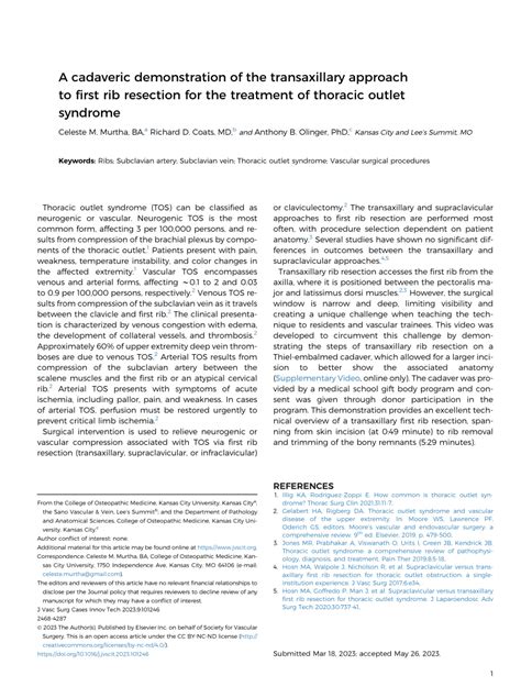 Pdf A Cadaveric Demonstration Of The Transaxillary Approach To First
