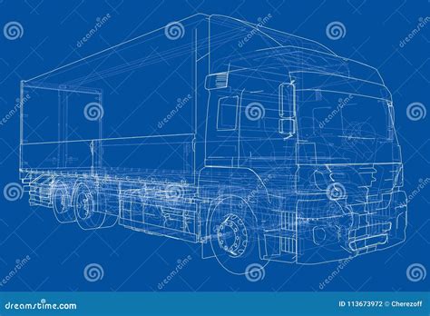 European Truck Outlined Stock Illustration Illustration Of Drawing