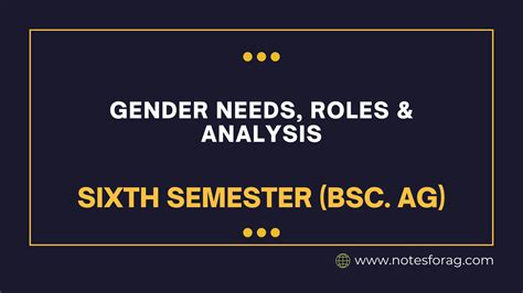 Gender Needs Roles And Analysis