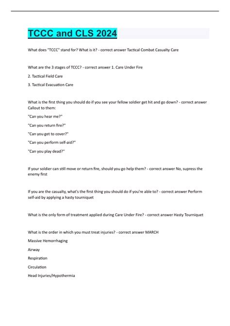 Tccc And Cls 2024 Verified Answers Latest Update Tccc Cls Stuvia Us