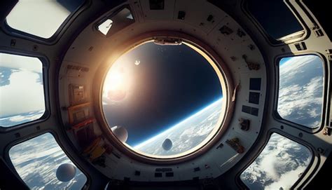 Premium Photo | View of the earth from the window of the space station generative ai