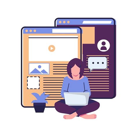 Premium Vector Freelancer Conducts Site Analytics And Makes A Creative Design Project By