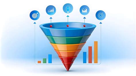 premium photo a colorful 3d funnel chart with blue green yellow