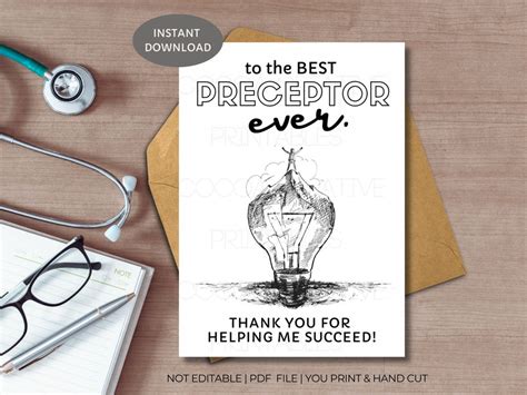Preceptor Thank You Card Preceptor Appreciation Nurse Mentor