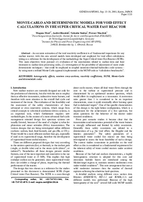 pdf monte carlo and deterministic models for void effect calculations