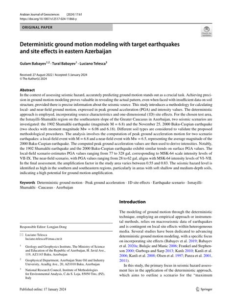 Pdf Deterministic Ground Motion Modeling With Target Earthquakes And