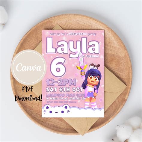 Aphmau Party Invitation Aphmau Birthday Party Aphmau Birthday Party Invite Aphmau Printable Pdf