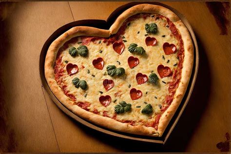 Heart Love Pizza Red Big Love A Valentine Day Concept Illustration