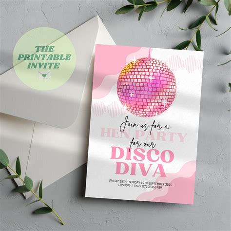 Disco Diva Hen Bachelorette Party Invitation Itinerary Canva