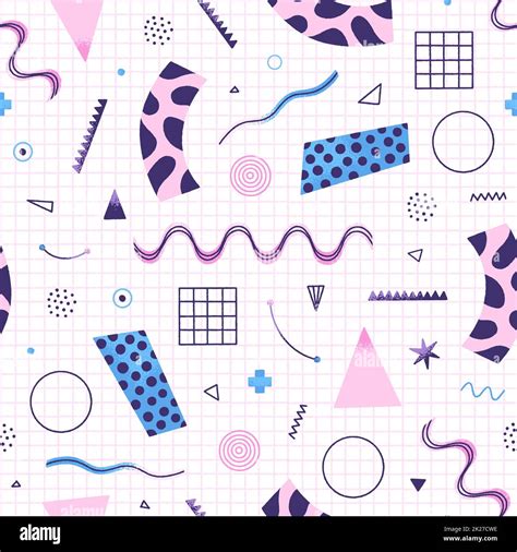 Vector Seamless Pattern Of Different Textured Shapes And Wavy Lines In Hand Drawn Style Modern