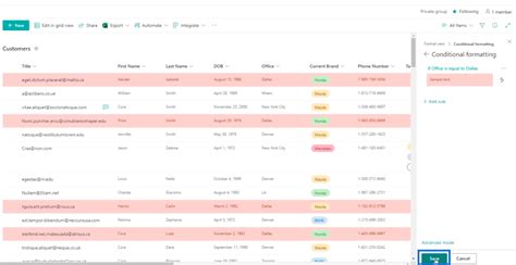 SharePoint List Formatting Walkthrough Master Data Skills AI