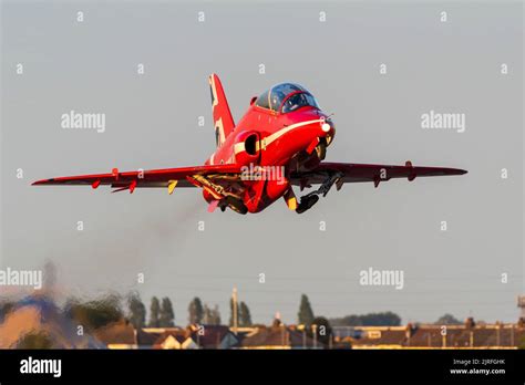 Raf Red Arrows Bae Hawk Jet Plane Taking Off From London Southend