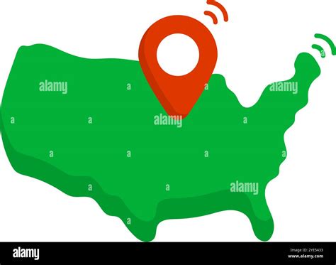 Flat Design American Map And Map Pin Icon Editable Vector Stock Vector