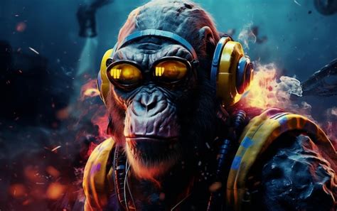 Premium Ai Image Blueskinned Toxic Waste Mutant Monkey With