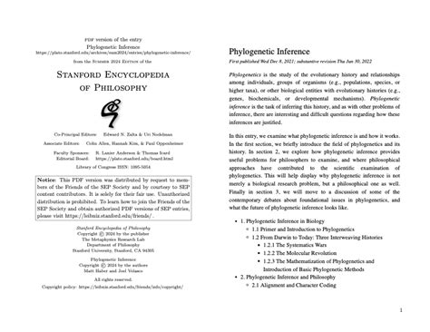 Friends Of The Sep Society Preview Of Phylogenetic Inference Pdf