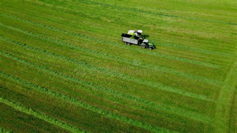 Loading Hay With A Combine Into A Tractor Trailer Stock Footage Video Of Agriculture Work