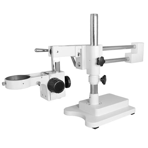 Microscope Boom Stand Double Arm 76mm Focus Rack Heavy Duty White