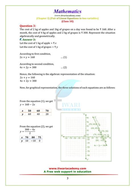 Class 10 Maths Chapter 3 Worksheet Chris Millikens 3rd Grade Math