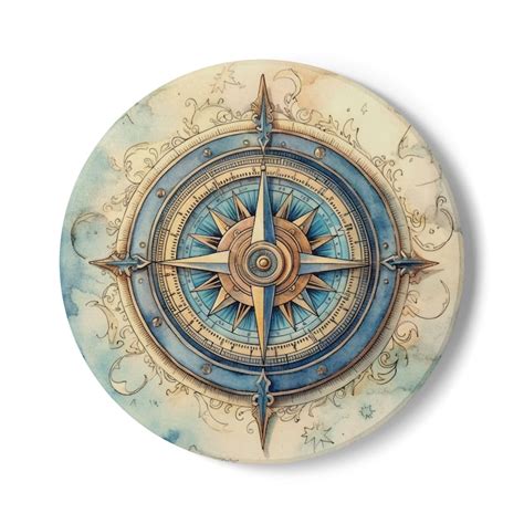 Ceramic Coaster Compass Etsy