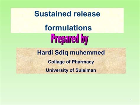 Sustained Release Formulation 2012 Ppt