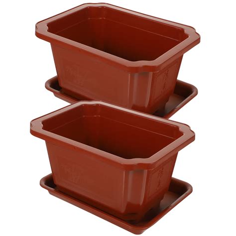 Mlins 2 Sets Square Vegetable Bowl Rectangular Bonsai Pots Office