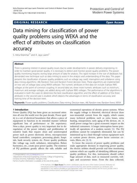 Data Mining For Classification Of Power Quality Problems Using Weka And