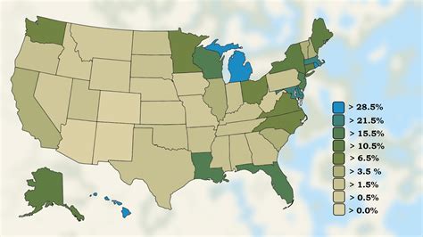 Percent Of Us States Area Covered By Water Maps