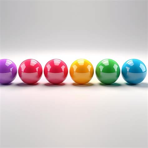 Premium Photo Multicolor Balls In Horizontal Row Separated Bright Saturated Colour White