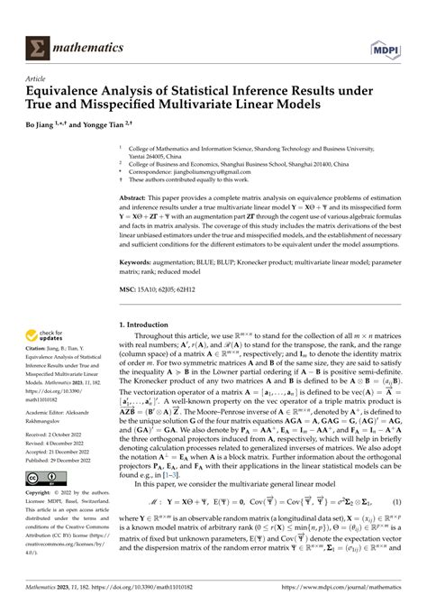 Pdf Equivalence Analysis Of Statistical Inference Results Under True