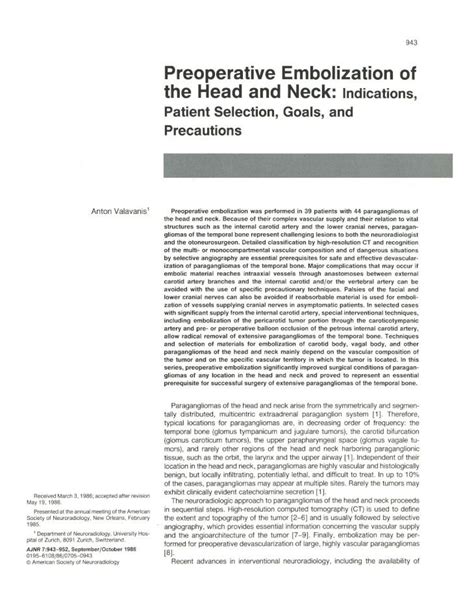 Pdf Preoperative Embolization Of The Head And Neck · The Head And Neck Indications Patient