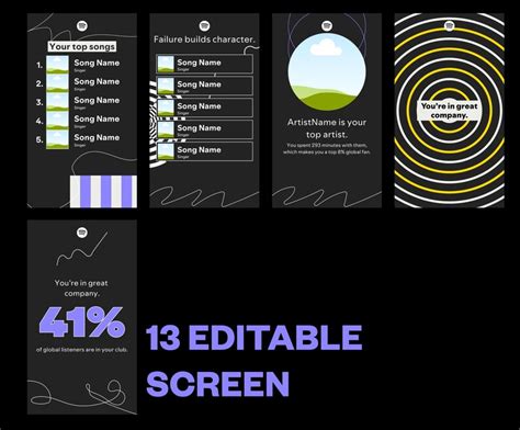 Spotify Wrapped 2025 13 Canva Template Editable Music Stats Instagram