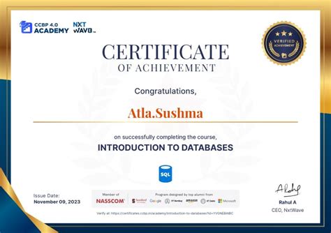 Sushma A On Linkedin Nxtwave Nxtwaveccbp Sql Nxtwaveteam Database
