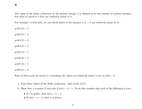 Solved 8the Value Of The Euler φ Function At The Positive
